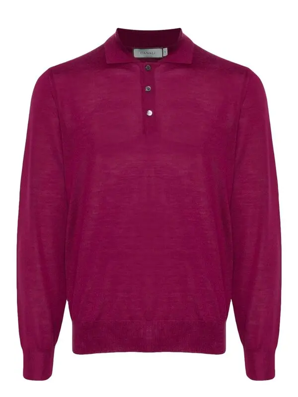 Canali Merino-wool Polo Shirt - Pink