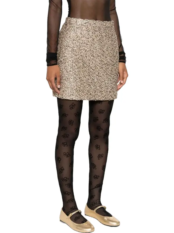 Alessandra Rich Lurex Tweed Mini Skirt - Black