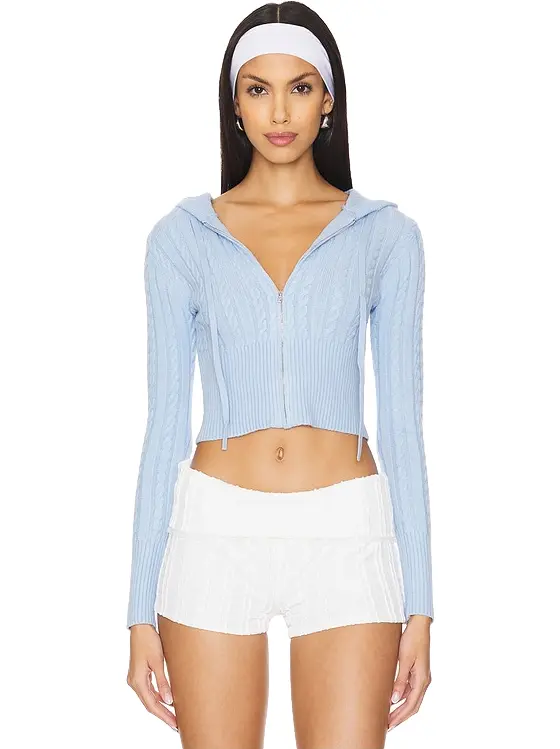 MORE TO COME Maren Zip Up Sweater - Light Blue