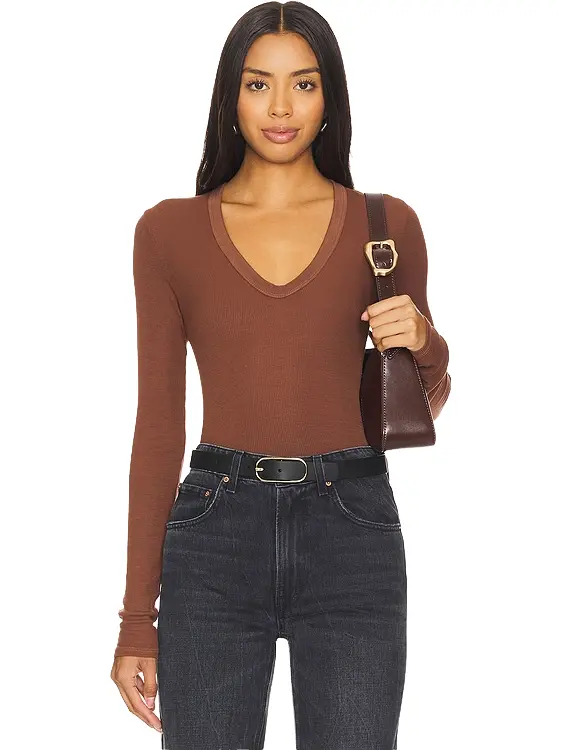 Enza Costa Rib Bold U-neck Long Sleeve - Nutshell