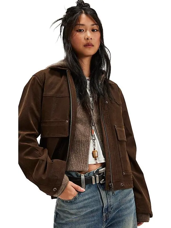 Free People We The Free Blair Vegan Suede Jacket - Chocolate Torte