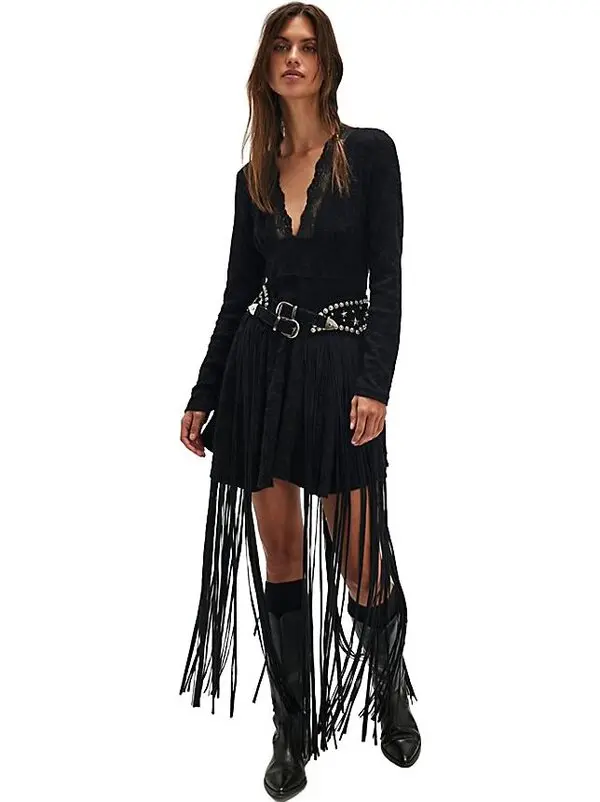 UNDERSTATED LEATHER Paris Texas Maxi Skirt Belt - Black