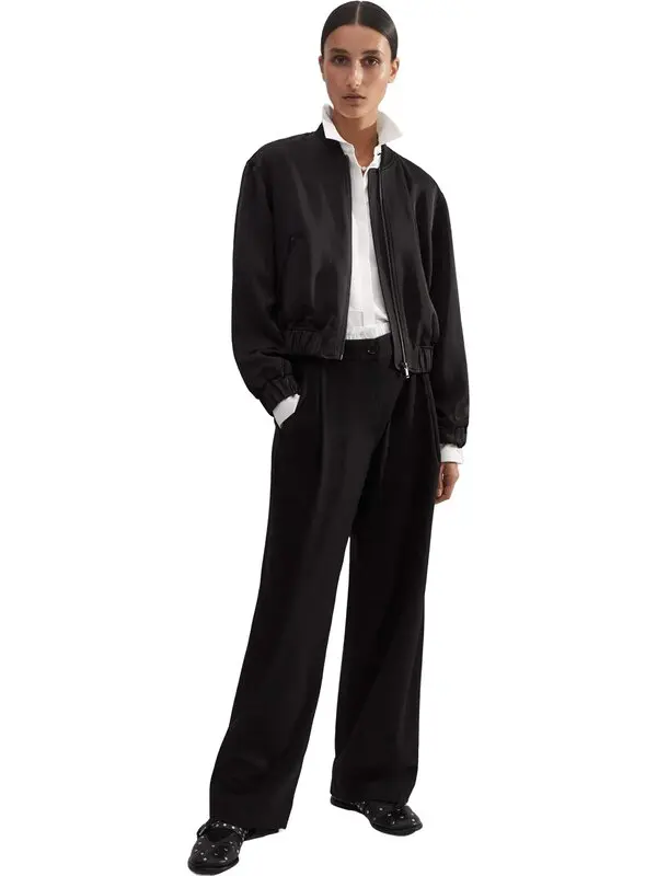 ME+EM Elasticated Waist Relaxed Tapered Trousers - Black