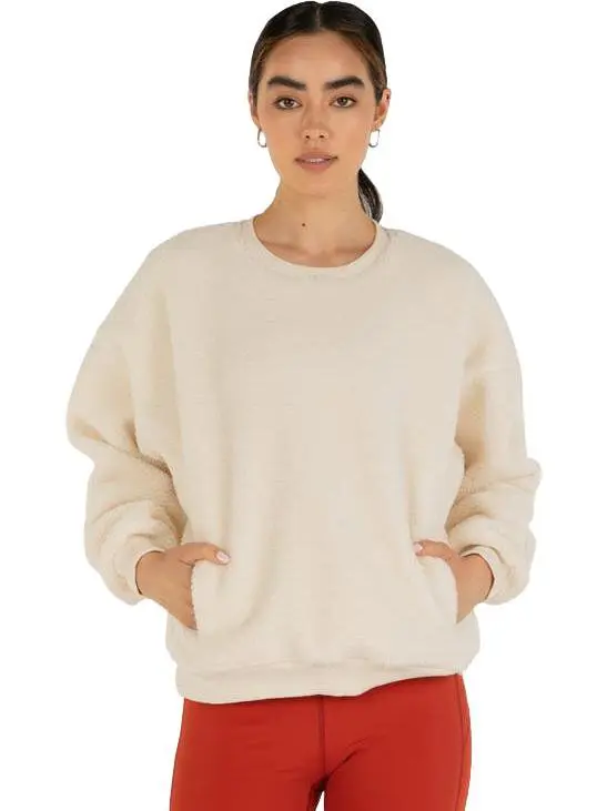 REBODY Teddy Micro Fleece Lined Sweatshirt - Bone