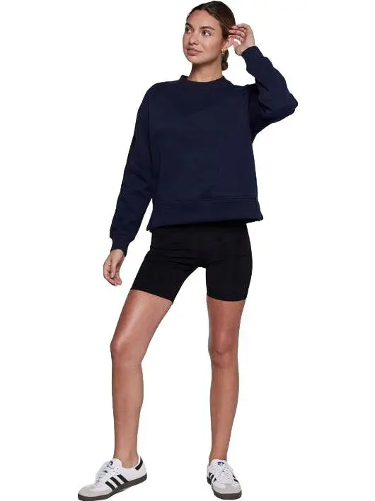 REBODY Sideline Fleece Crewneck Sweatshirt - True Navy/black