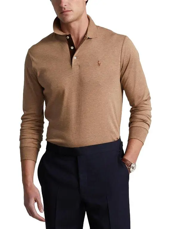 Polo Ralph Lauren Long Sleeve Pima Cotton Polo - Grey Cloud Heather