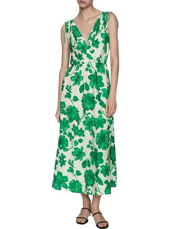 Mango Floral Maxi Dress - Green
