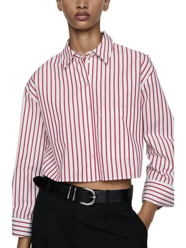 Mango Stripe Crop Shirt - Red