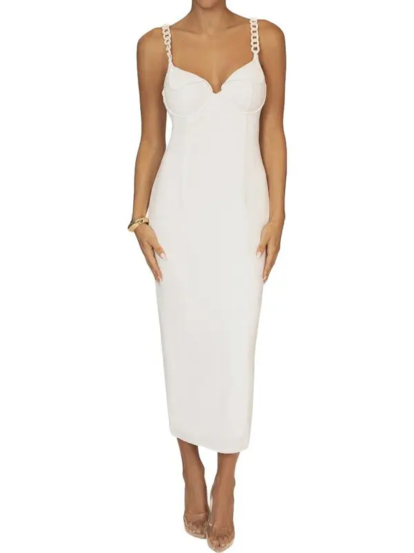 JLUXLABEL Secret Hideout Bustier Midi Dress - White