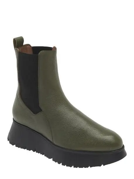 WONDERS Platform Chelsea Boot - Algae Tumbled Leather