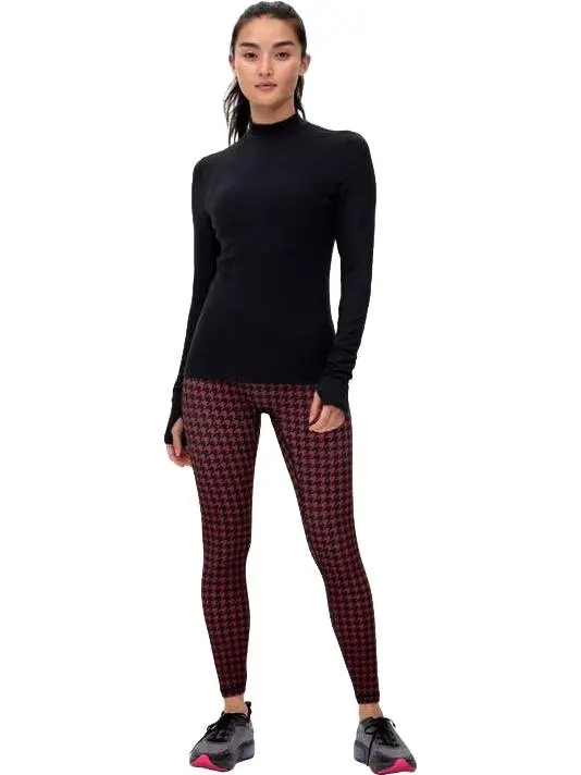 REBODY Hybrid Fleece Leggings High Waist 25 - Red/black