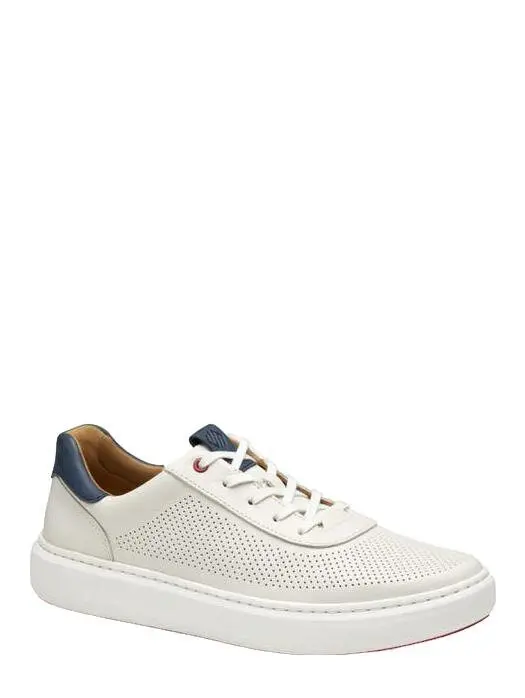 Johnston & Murphy Anders Perforated Sneakers - White Full Grain