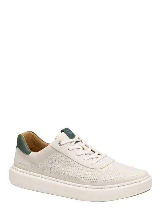 Johnston & Murphy Anders Perforated Sneakers - White/green Suede