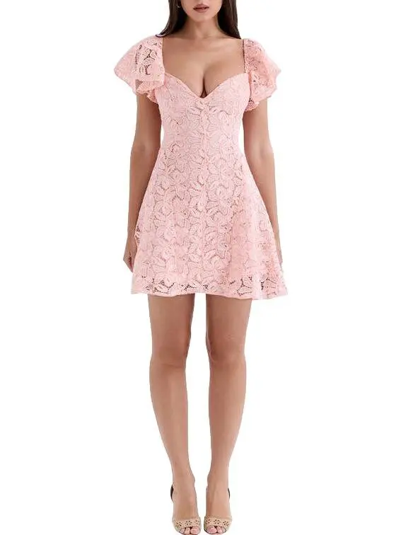 House Of Cb Verity Lace Minidress - Impatiens Pink