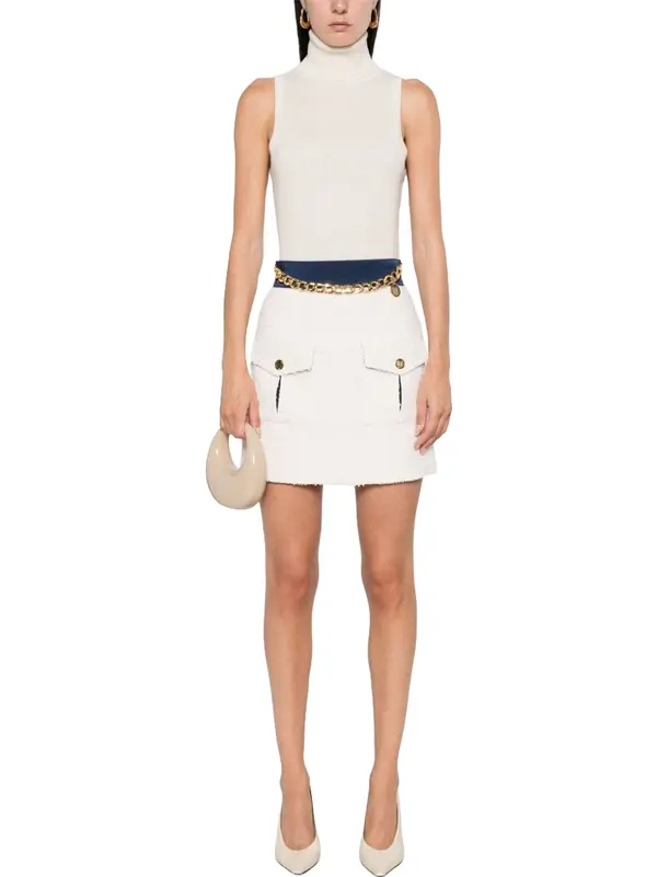 Elisabetta Franchi Tweed Mini Skirt - White