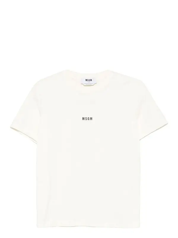 MSGM Micro-logo Cotton T-shirt - Neutrals