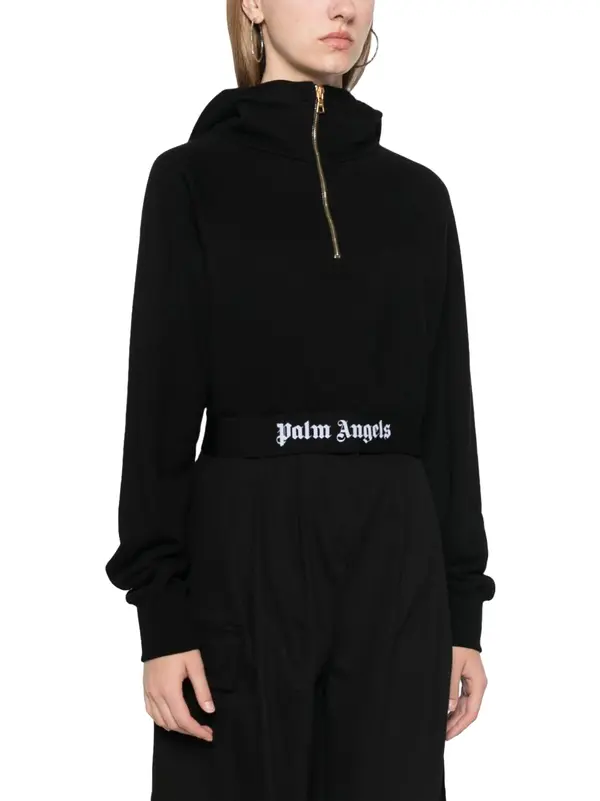 Palm Angels Logo-underband Hoodie - Black
