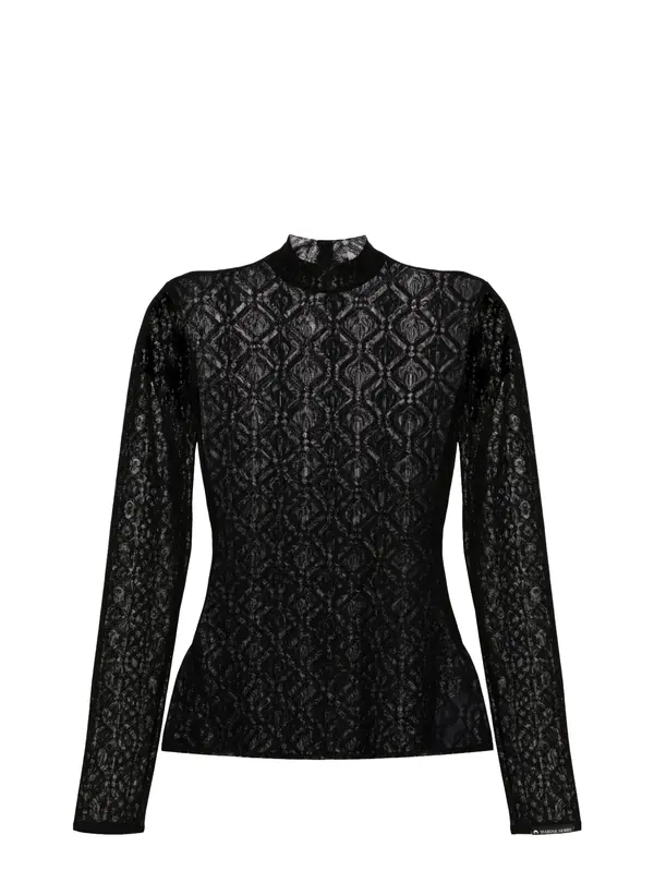 MARINE SERRE Moon Diamant Mesh Top - Black