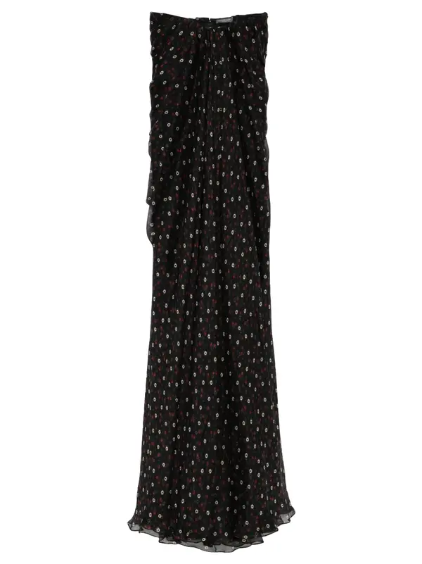 Alexander McQueen Strapless Floral Silk Dress - Black