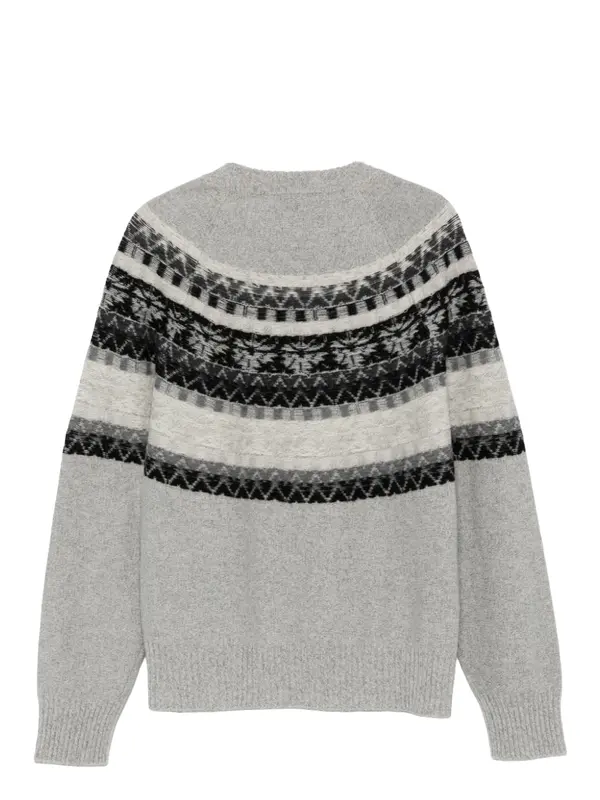 Officine Générale Manolo Fair Isle Wool Sweater - Grey