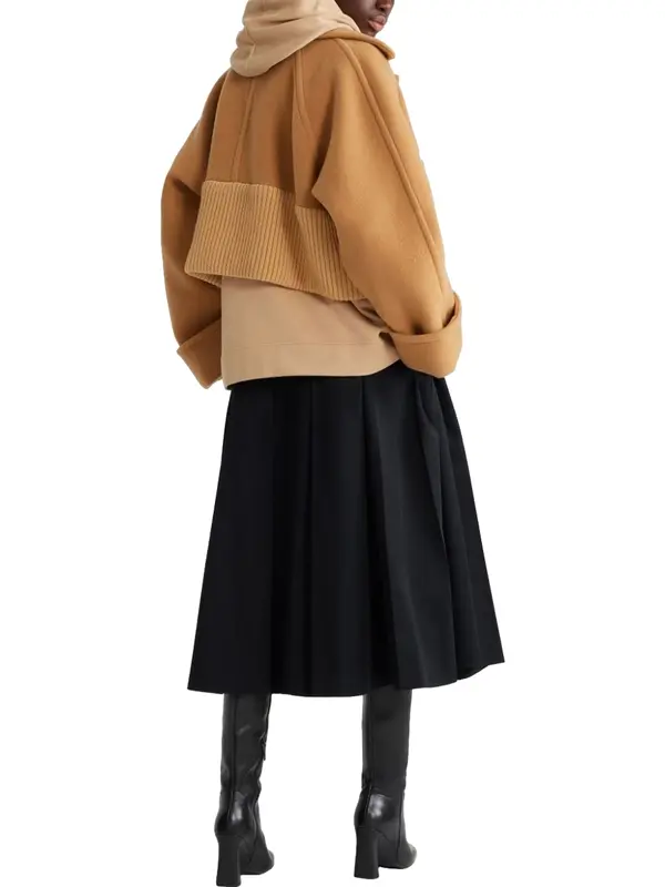 Patou Rib-waist Cropped Coat - Brown