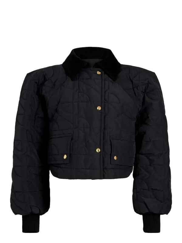 PATOU Cropped Quilted Bomber Jacket - Black