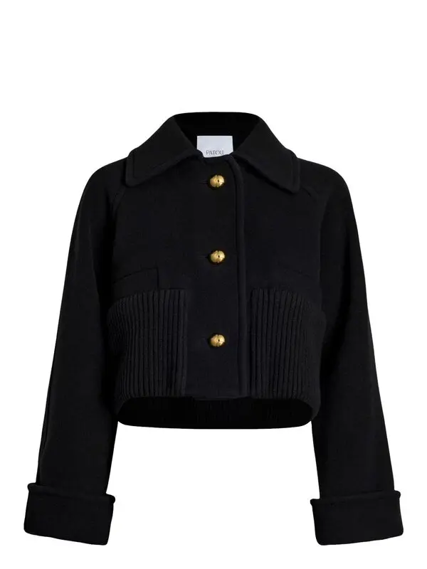 PATOU Rib-waist Cropped Coat - Black