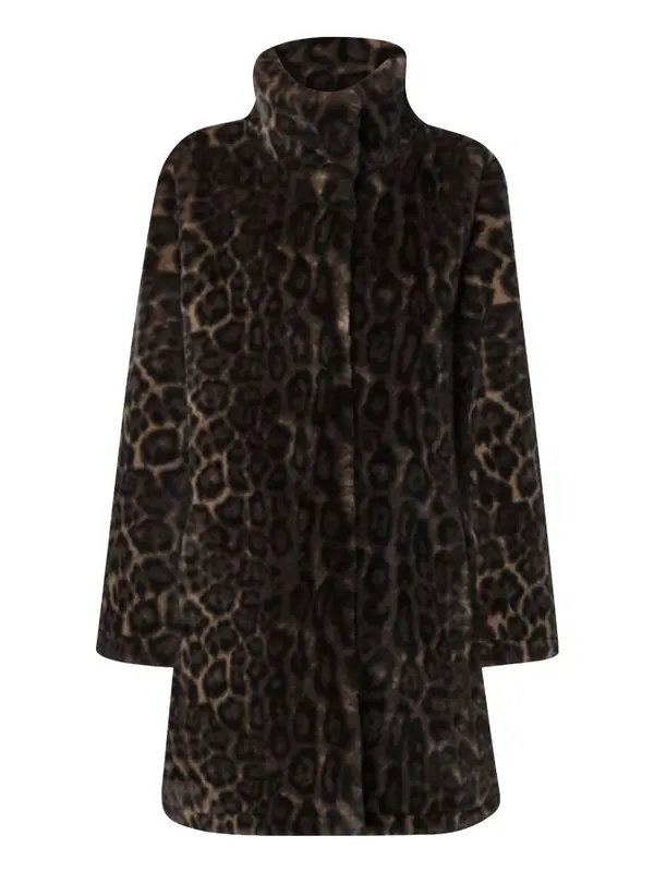 Apparis Leopard Print Faux Fur Coat - Brown