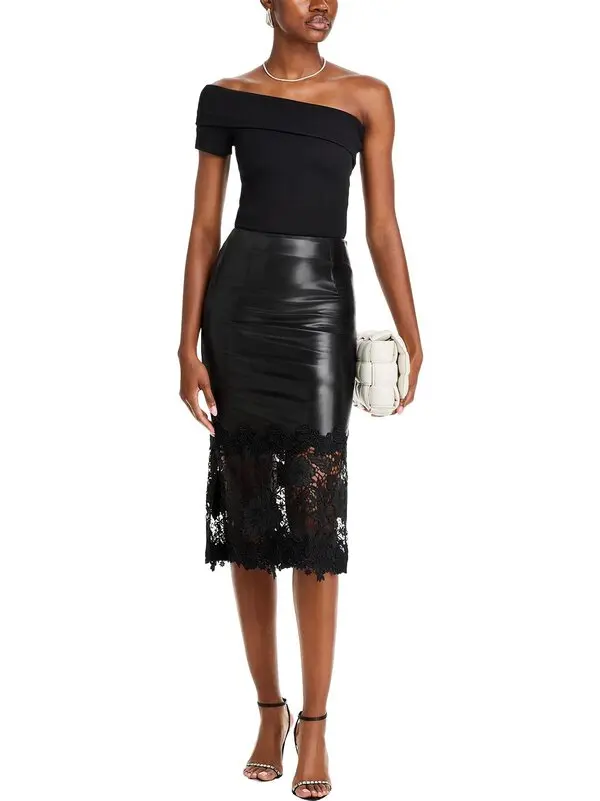 Generation Love Chantira High Slit Faux Leather Skirt - Black