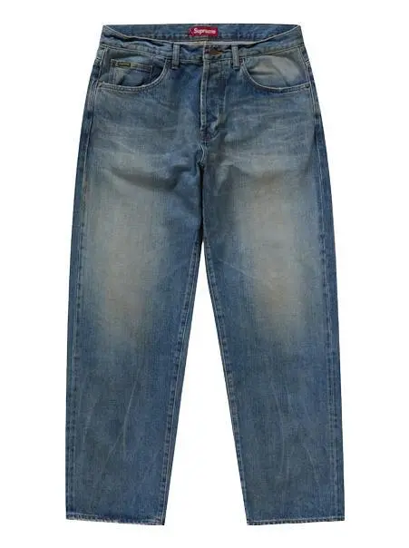 Supreme Distressed Loose Fit Selvedge Jean - Washed Indigo