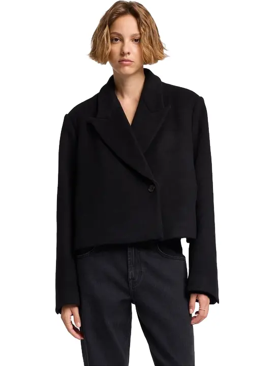 7 For All Mankind Cropped Wool Jacket - Black