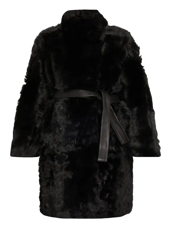 YVES SALOMON Toscana Shearling Lamb Coat - Noir