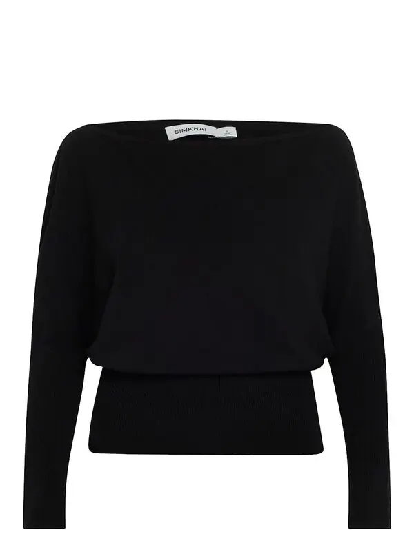 Simkhai Lavina Draped One-shoulder Sweater - Black