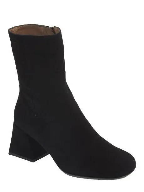 WONDERS Block Heel Bootie - Black Suede