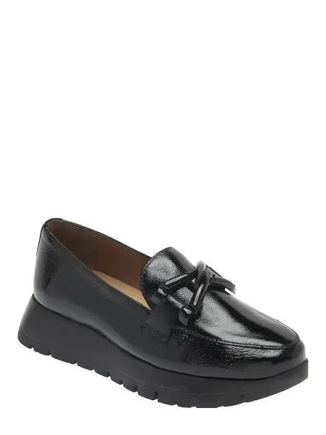 WONDERS Platform Loafer - Black Patent Lea