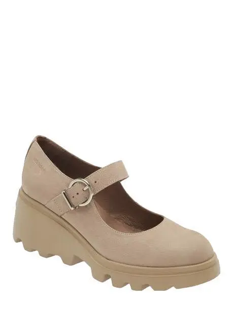 WONDERS Wedge Mary Jane - Taupe Nubuck
