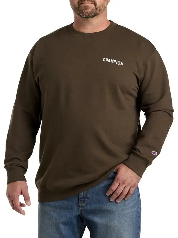 Champion Big & Tall Small Script Crewneck Sweatshirt - Briefly Brown