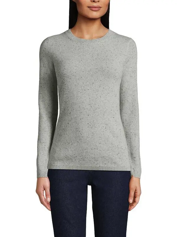 LANDS' END Cashmere Sweater - Gray/black Donegal