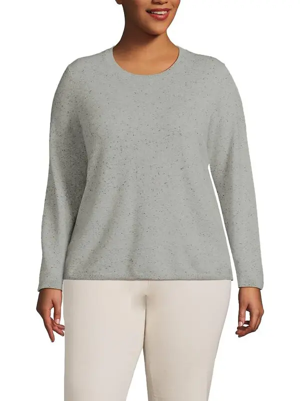 LANDS' END Cashmere Sweater - Gray/black Donegal