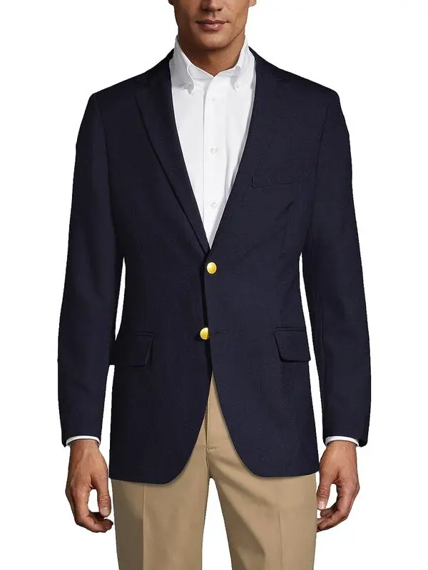 LANDS' END School Uniform Tailored Fit Hopsack Blazer - Deep Navy