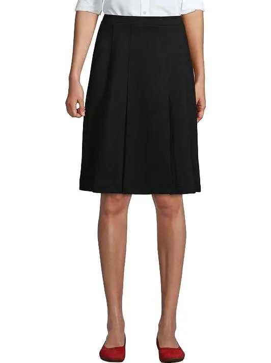 LANDS' END Ponte Pleat Skirt - Black
