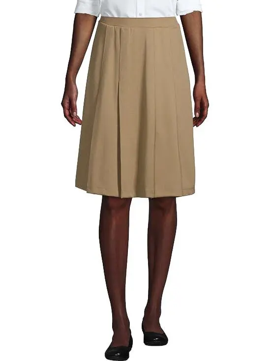 LANDS' END Ponte Pleat Skirt - Khaki