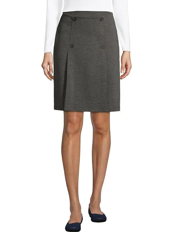 LANDS' END Ponte Knit Button-front Skort - Charcoal Heather