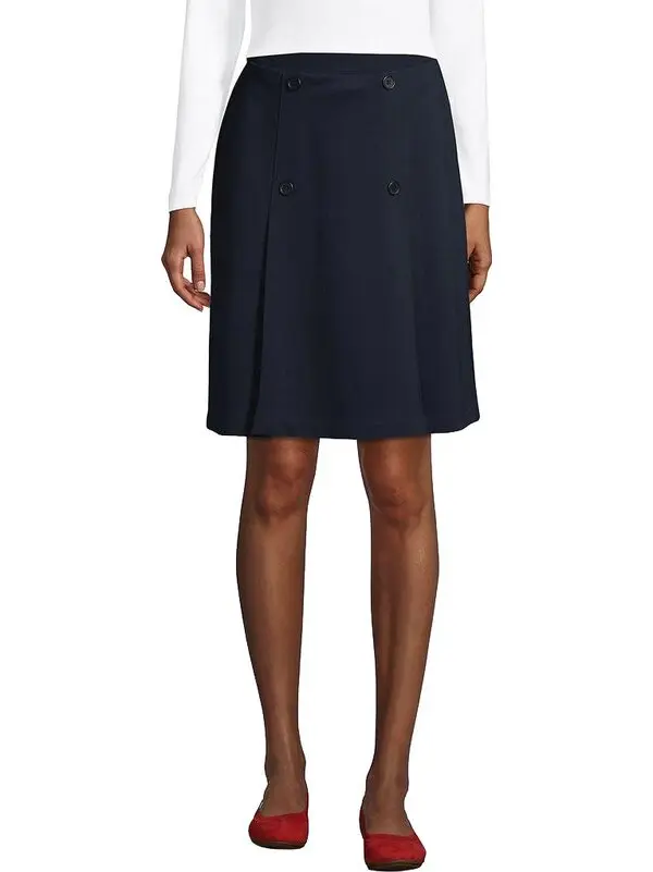 LANDS' END Ponte Knit Button-front Skort - Classic Navy