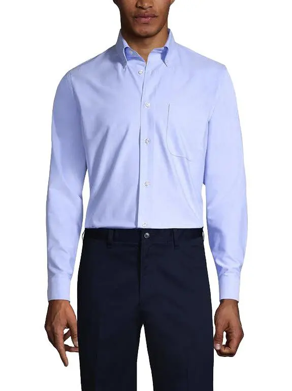 LANDS' END School Uniform Long Sleeve Oxford Dress Shirt - Blue