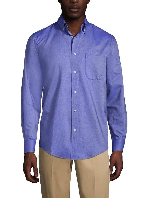 LANDS' END School Uniform Long Sleeve Oxford Dress Shirt - French Blue