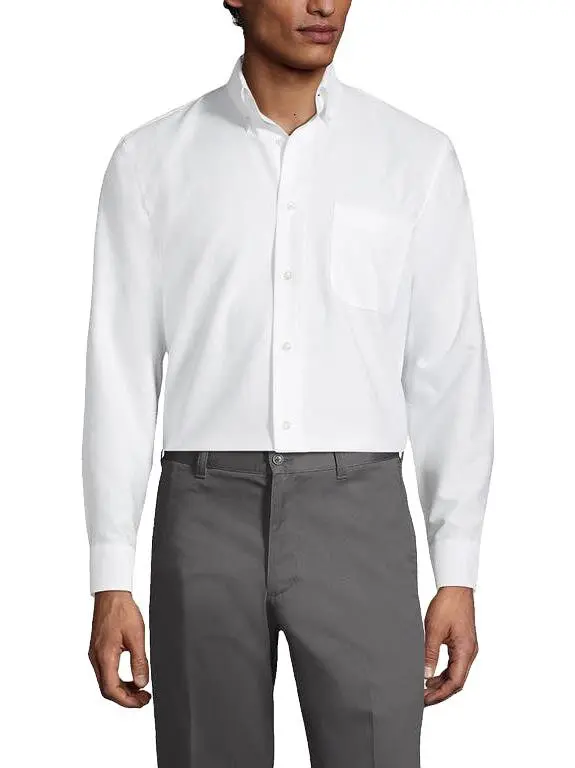 LANDS' END School Uniform Long Sleeve Oxford Dress Shirt - White