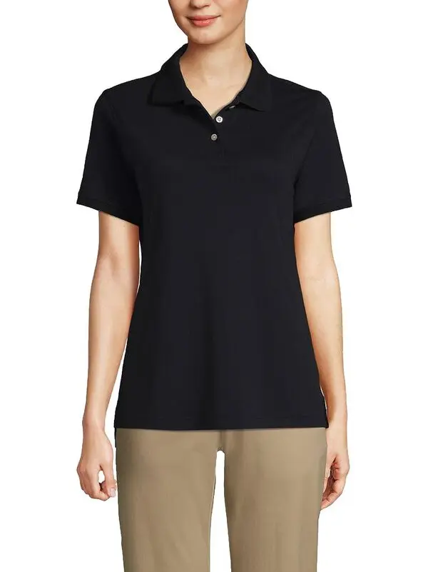 LANDS' END School Uniform Short Sleeve Interlock Polo Shirt - Black