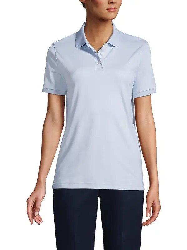 LANDS' END School Uniform Short Sleeve Interlock Polo Shirt - Blue