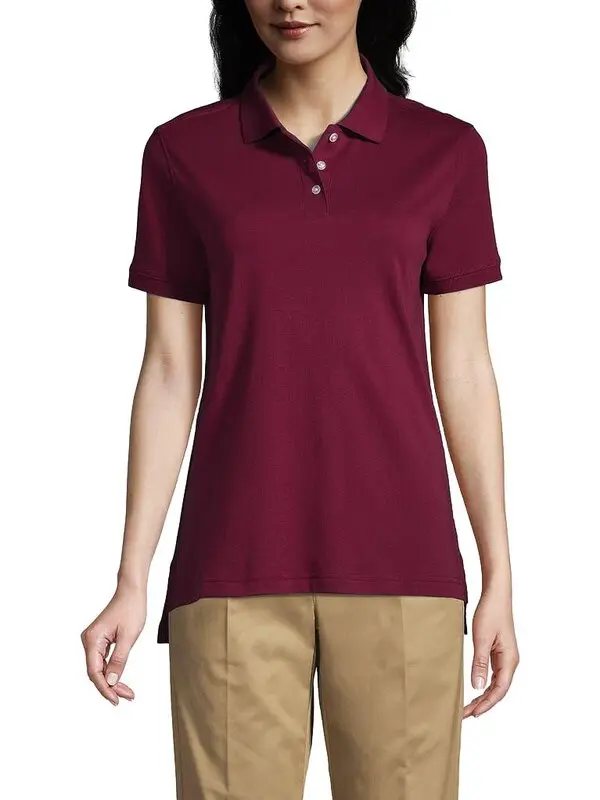 LANDS' END School Uniform Short Sleeve Interlock Polo Shirt - Burgundy